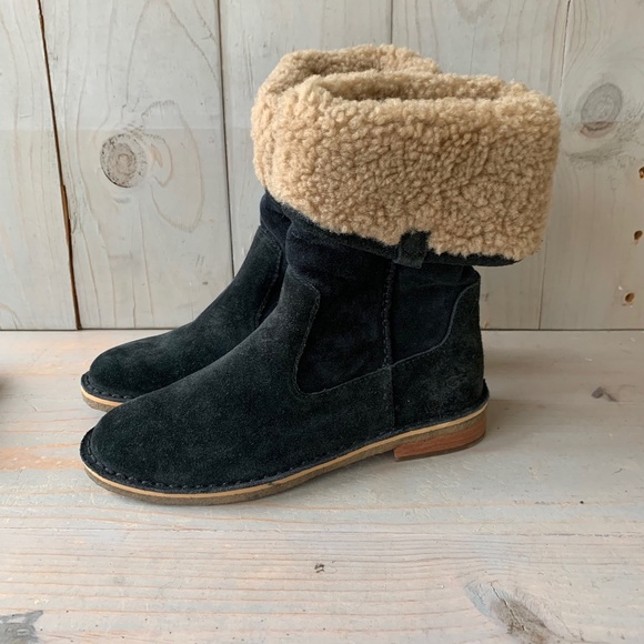 UGG | Shoes | Ugg Daphne Black Pull On Suede Sheepskin Boots Us7 New ...